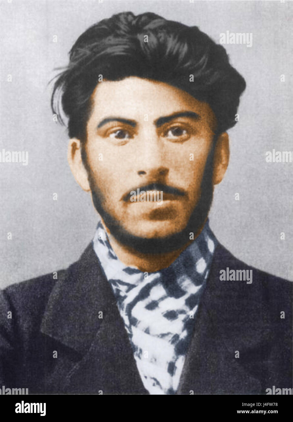 A colorized photograph of Joseph Stalin taken in 1902, showcasing the ...