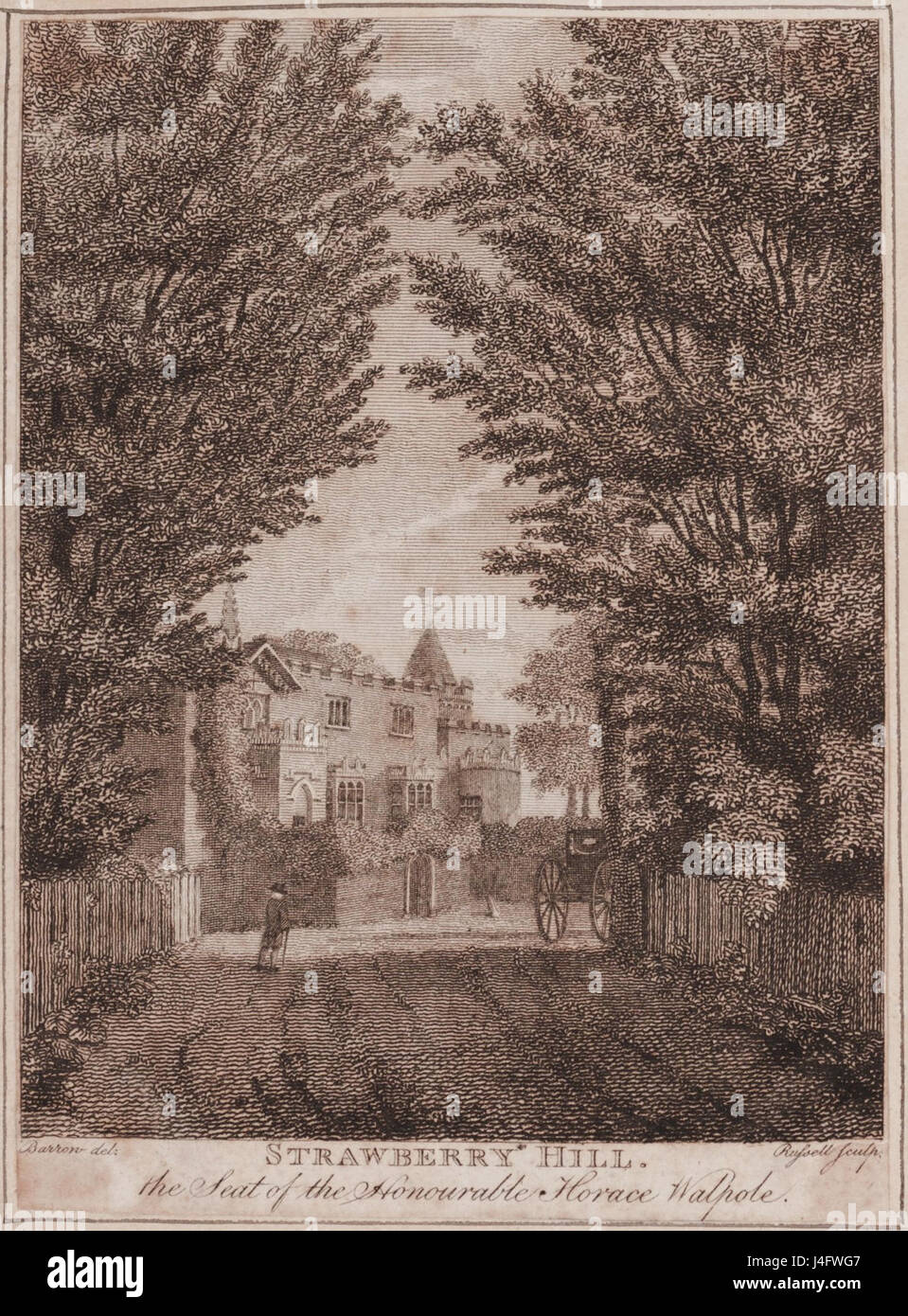This engraving of Strawberry Hill showcases the architectural beauty of ...