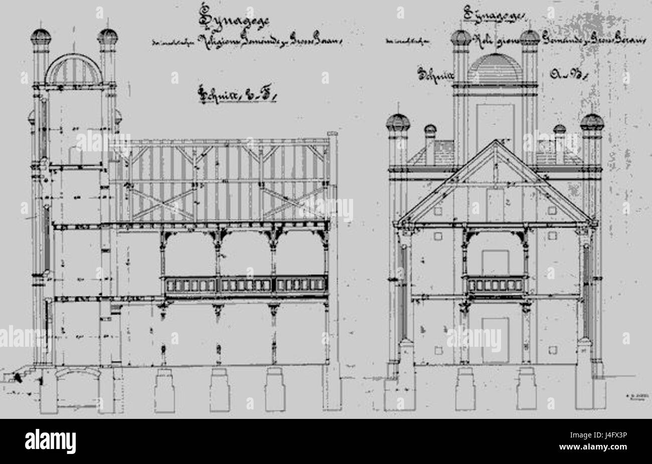 The drawing of the Synagogue Grossgerau depicts the architectural ...