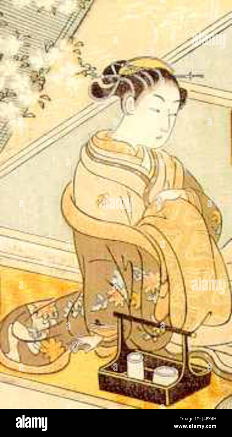 Suzuki Haronubu's ukiyo-e artwork depicting an oiran, a high-ranking ...