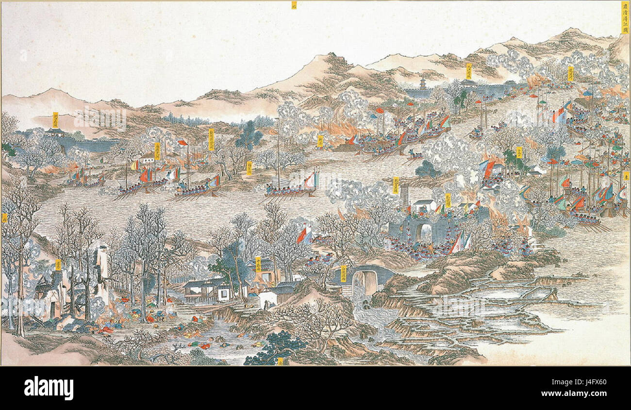 This historical scene depicts the expulsion of rebels from the Xun ...