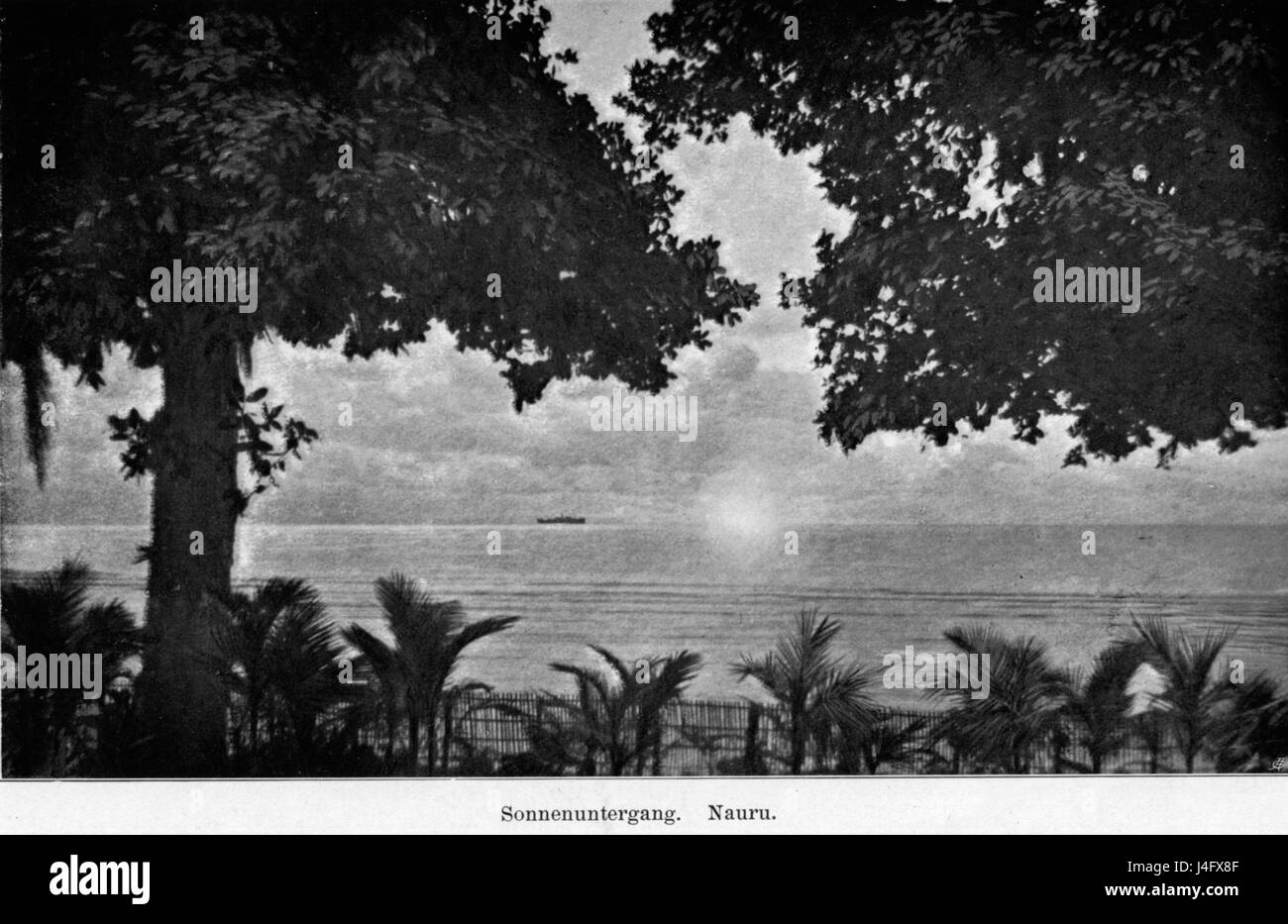 The sunset over Nauru, a small island nation in the Pacific Ocean ...