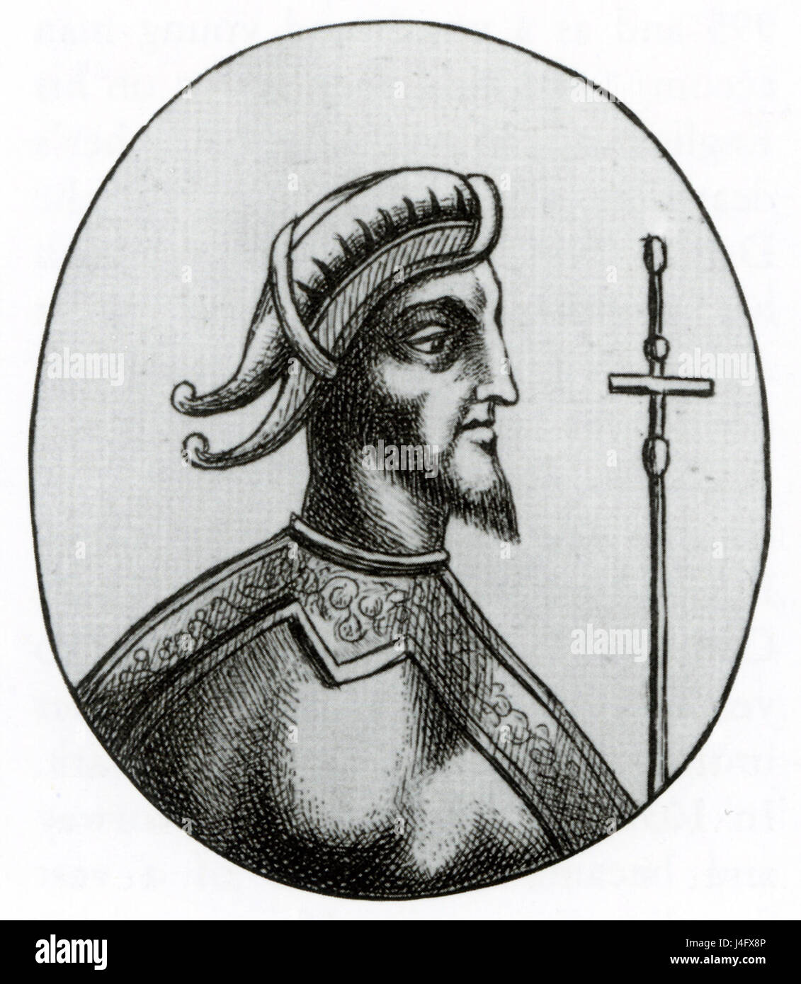 The drawing titled 'Sweyn' is a detailed artistic portrayal, likely ...