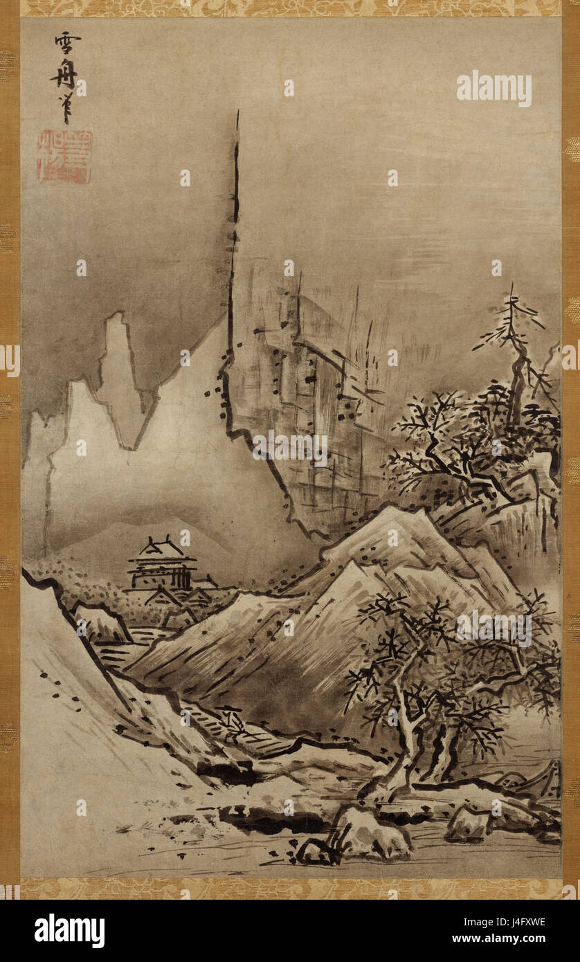 A work by Sesshu Shuutou, showcasing traditional Japanese ink painting ...