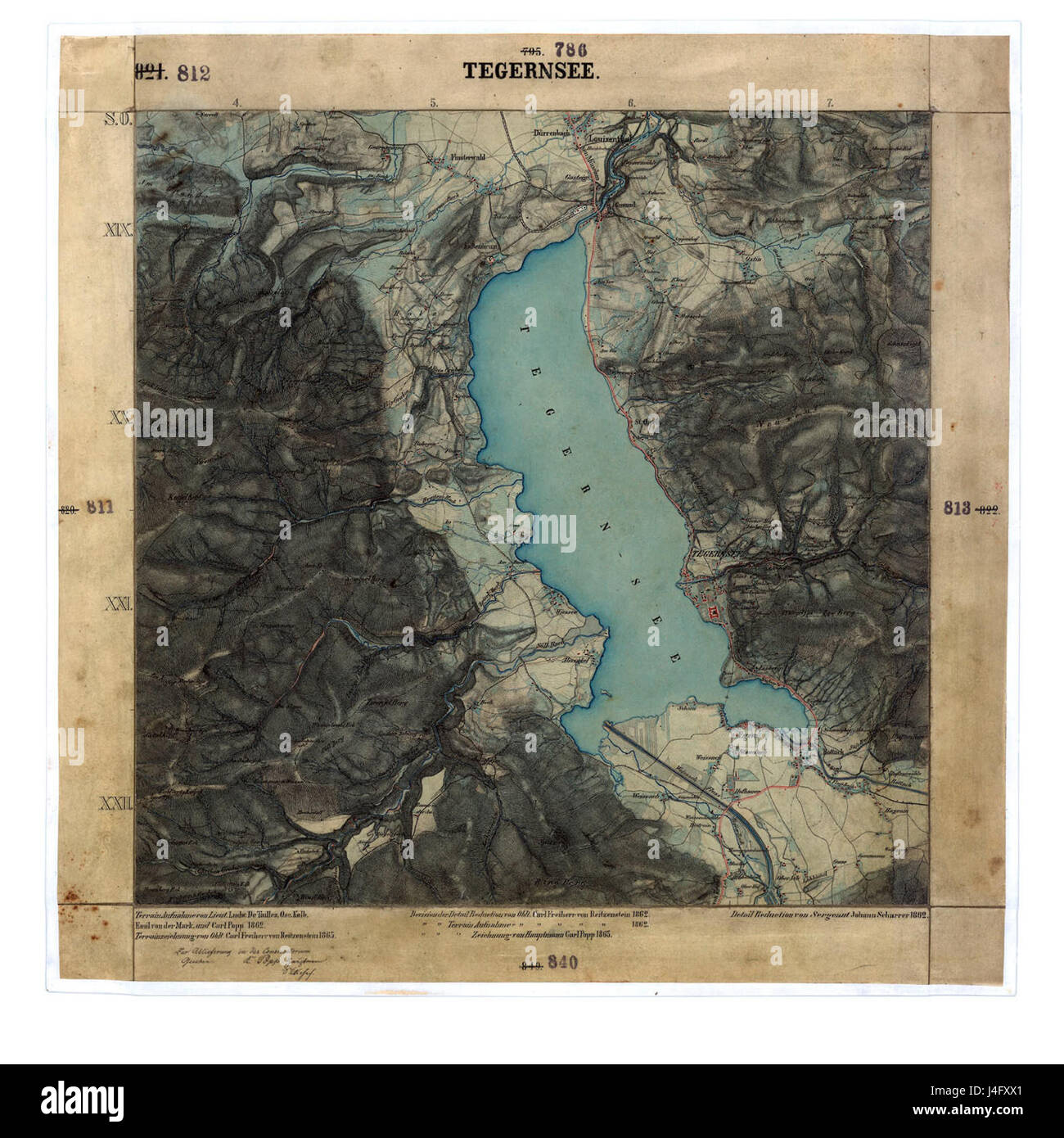 Tegernsee 1862 Blatt 812 is an 1862 map of the Tegernsee region in ...
