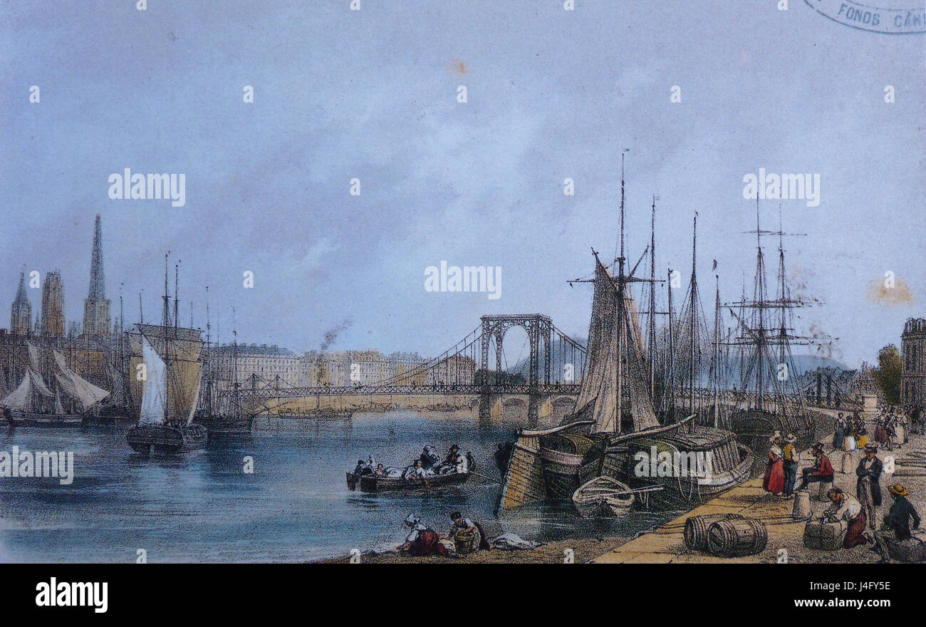 The Rouen Pont Suspendu (Suspension Bridge) was a notable structure ...