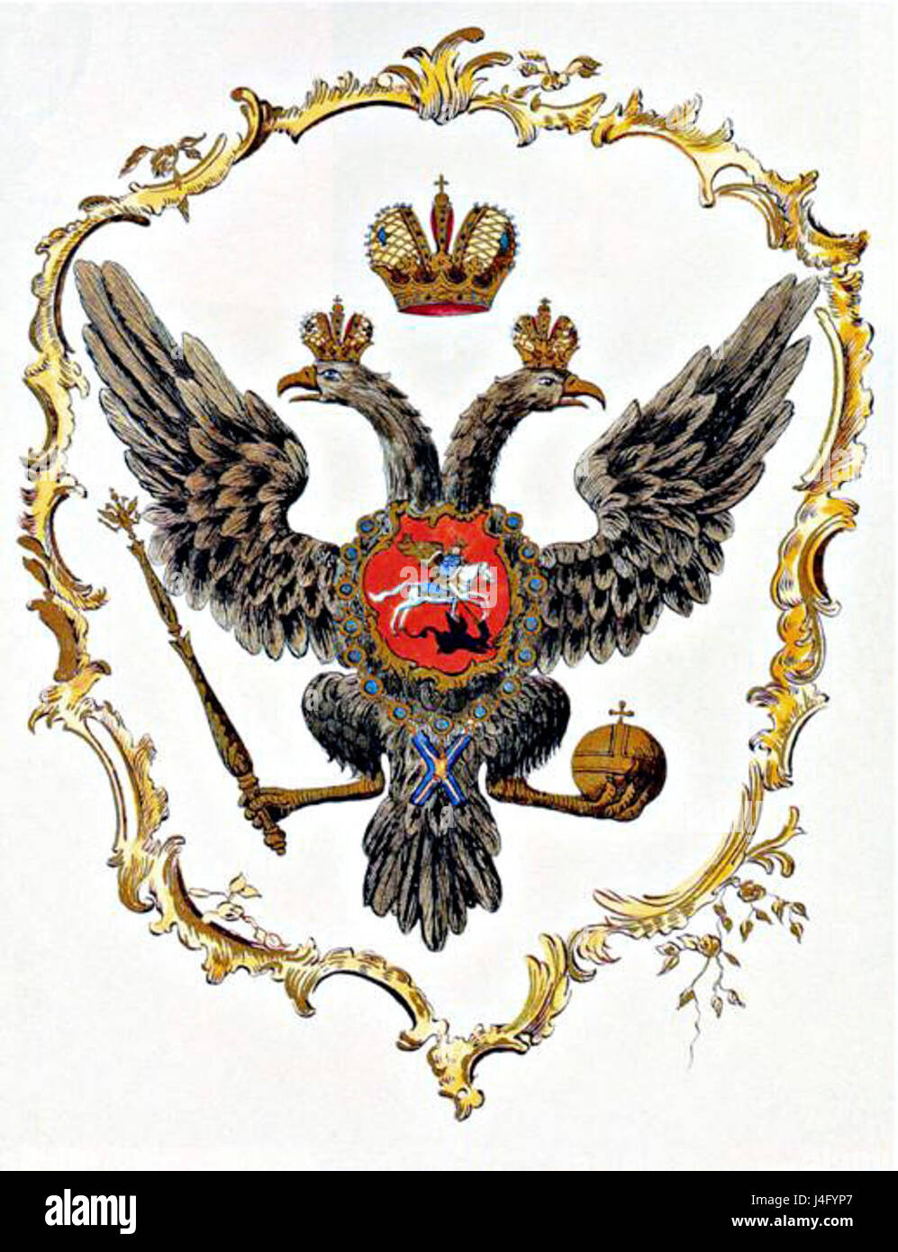 This image depicts a Russian coat of arms from the mid-18th century ...