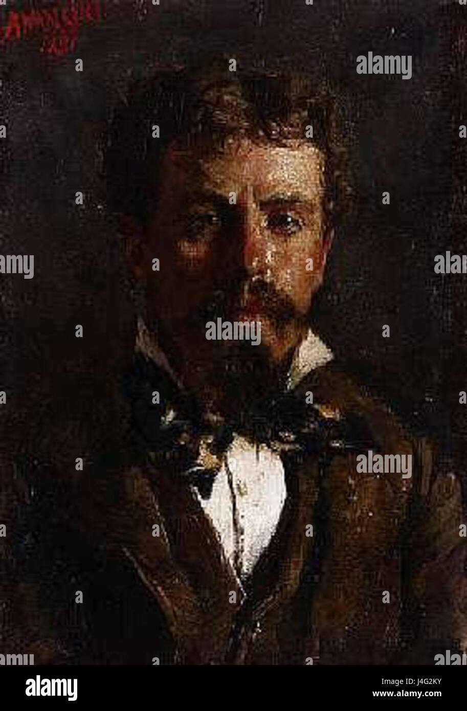 The self-portrait by Mancini captures the artist's likeness through a ...