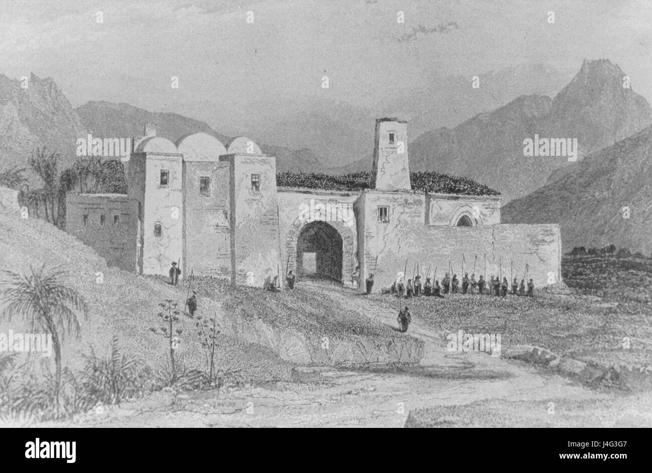 This sketch by Taylor from 1839 depicts a Khan, a traditional Middle ...