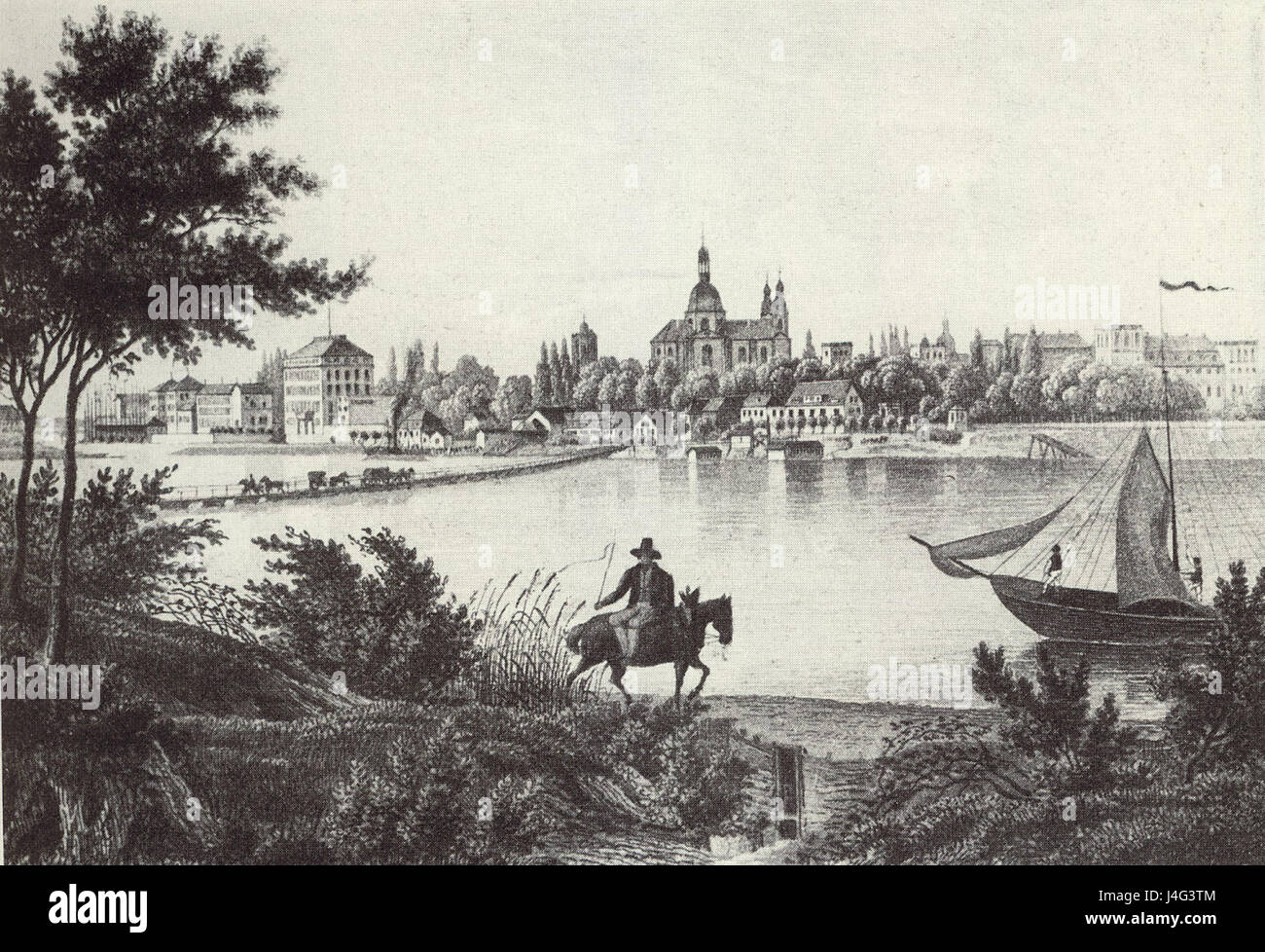 Stadtansicht Mannheim am Rhein von Tanner 1843 Stock Photo - Alamy
