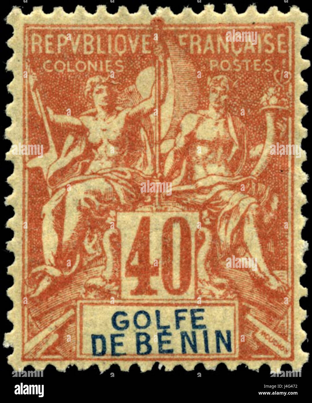 The 1893 40c stamp from Benin (formerly Dahomey) is a historical postal ...