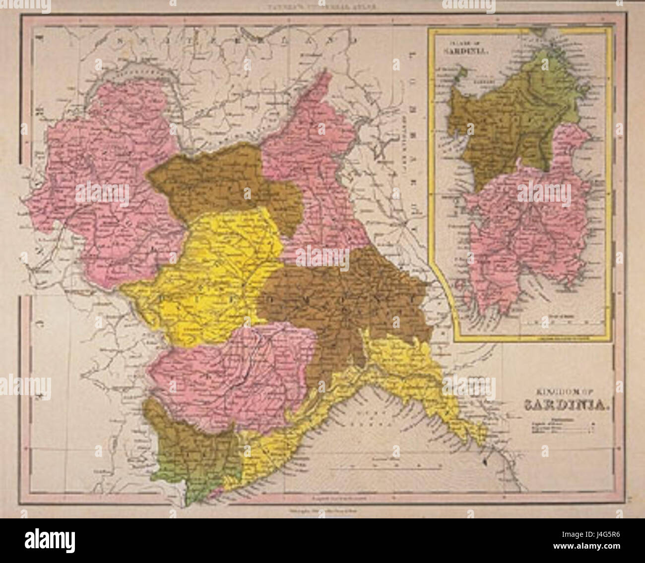 This map, created in 1839 by Tanner, showcases the Kingdom of Sardinia ...