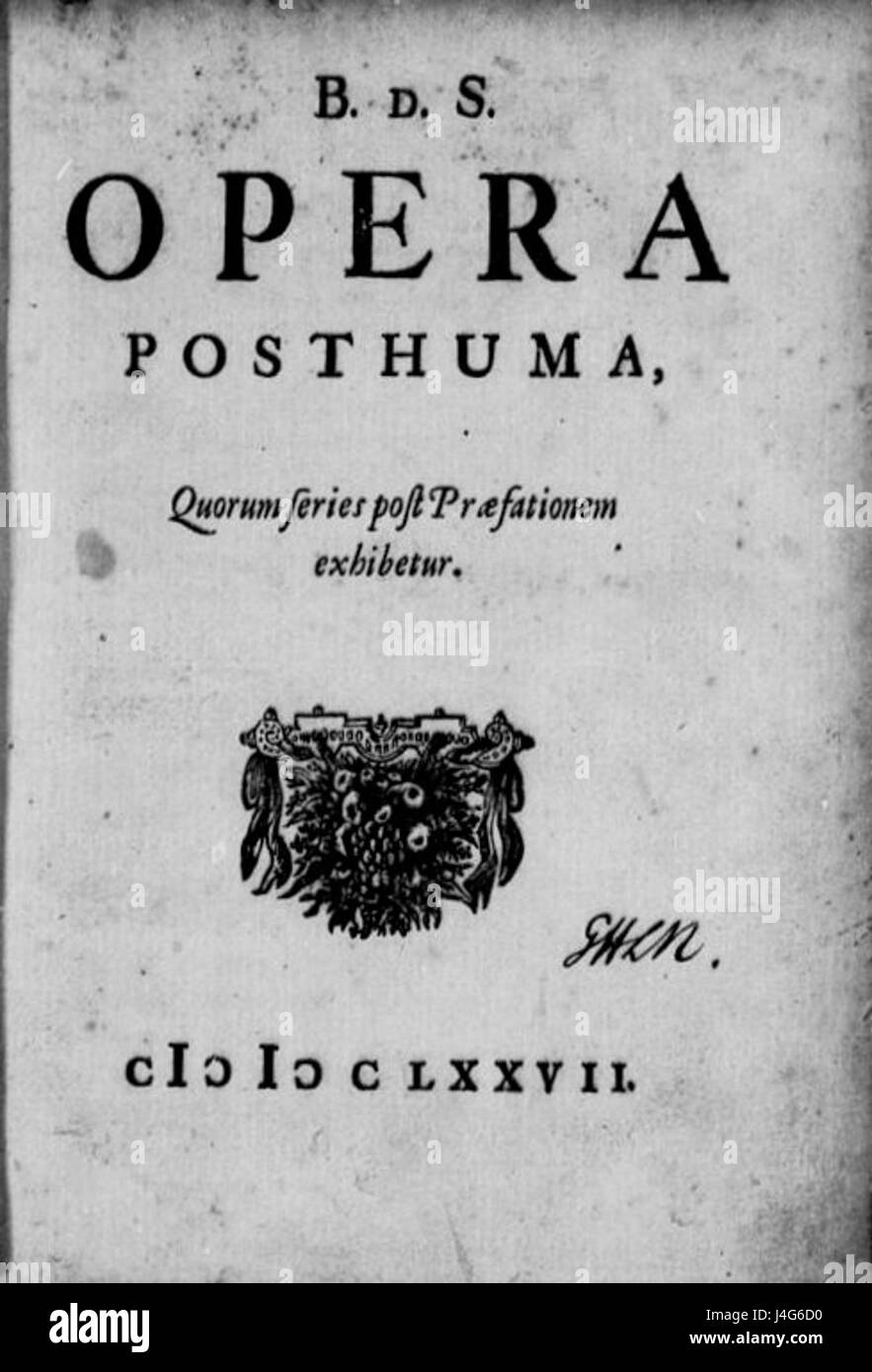 Spinoza Opera Posthuma Stock Photo - Alamy