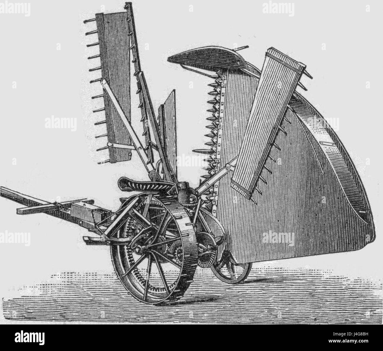 Self rake reaper, 19th century illustration, tp Stock Photo - Alamy