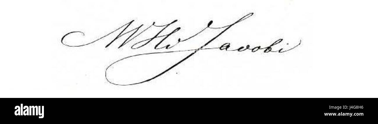 Signature Moritz Hermann von Jacobi Stock Photo - Alamy