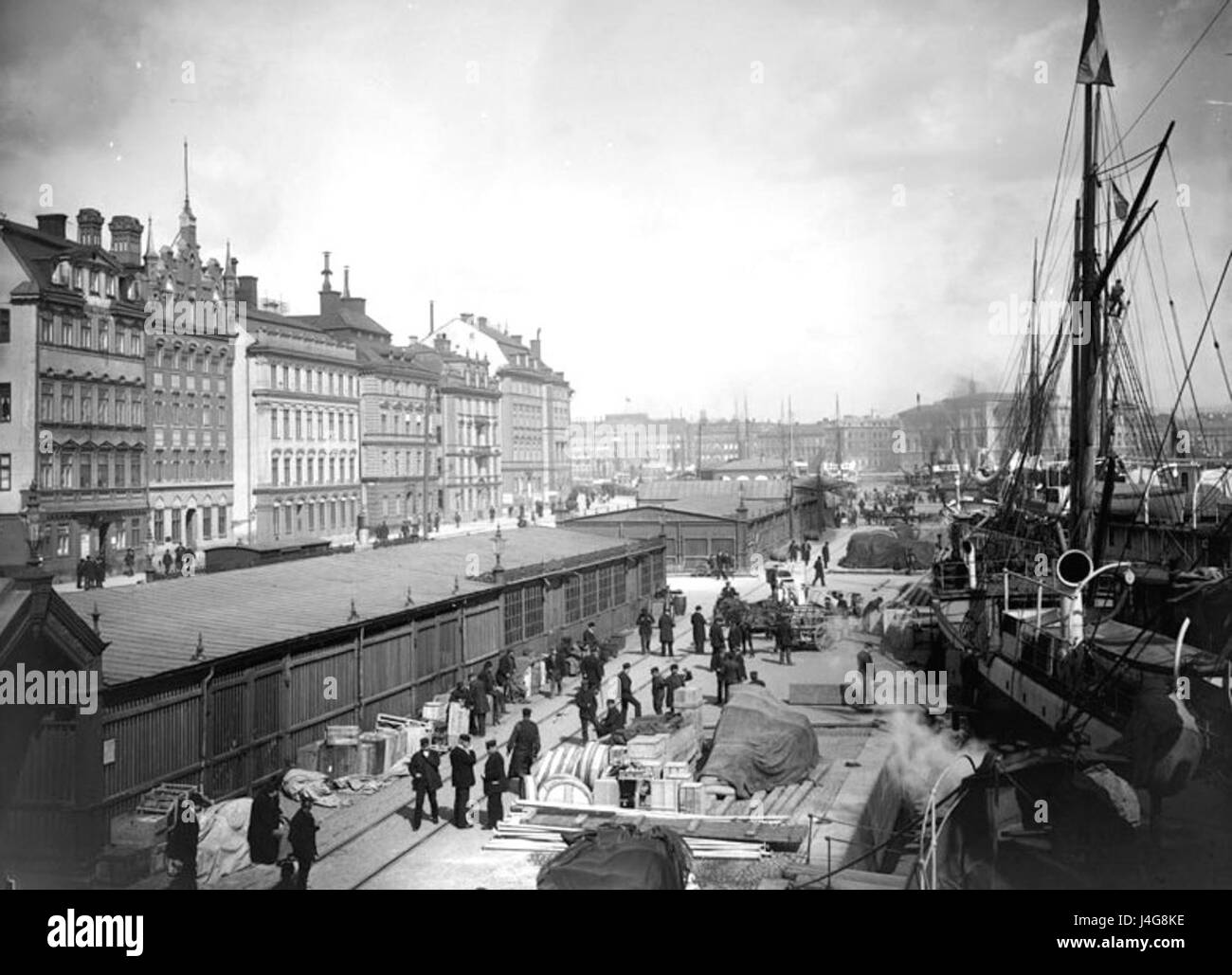 Skeppsbron, a historic street in Stockholm, Sweden, is depicted in this ...