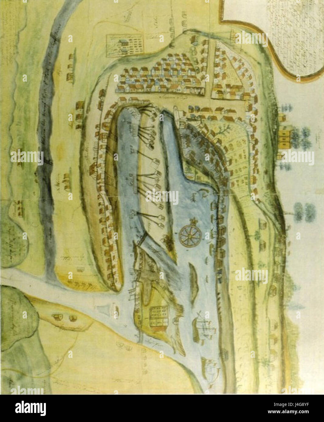 Skien Map from ca 1700 Stock Photo - Alamy