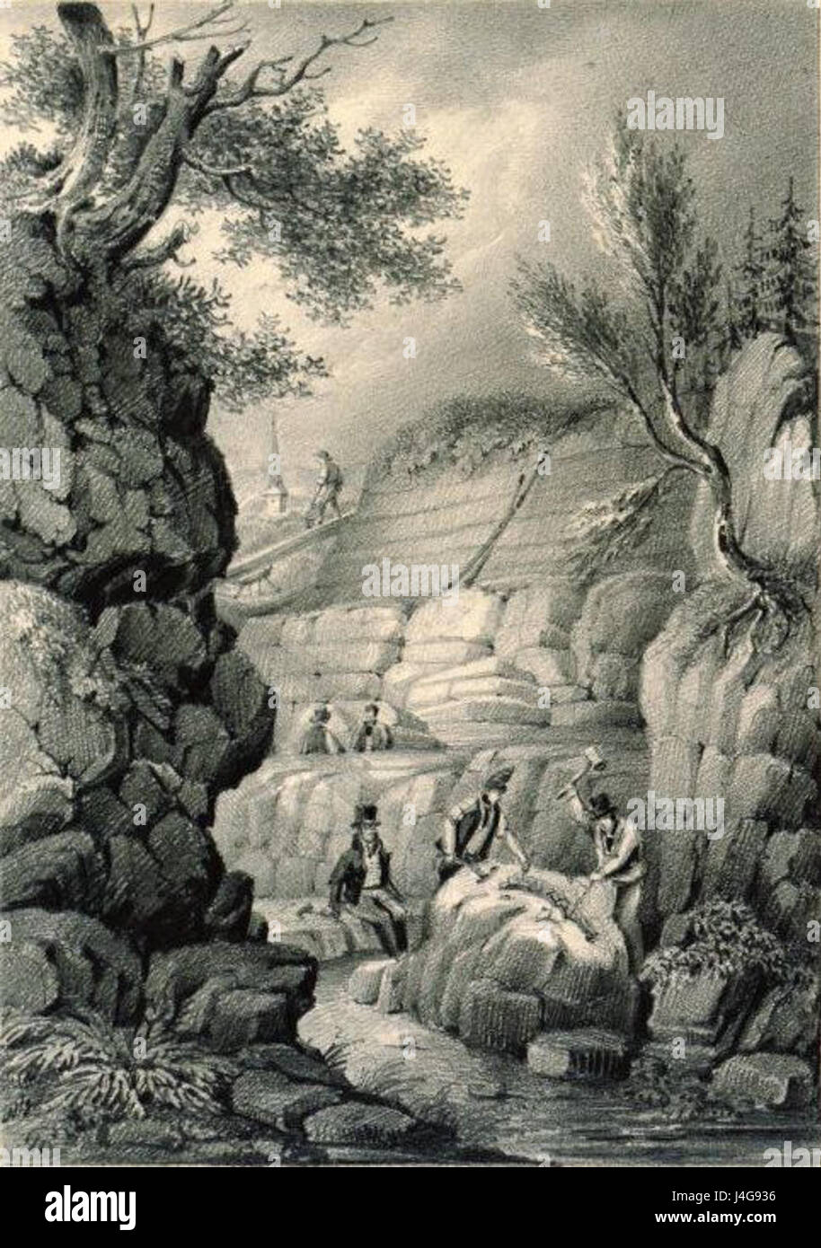 This historical sketch shows Tilgate Quarry with the prominent ...