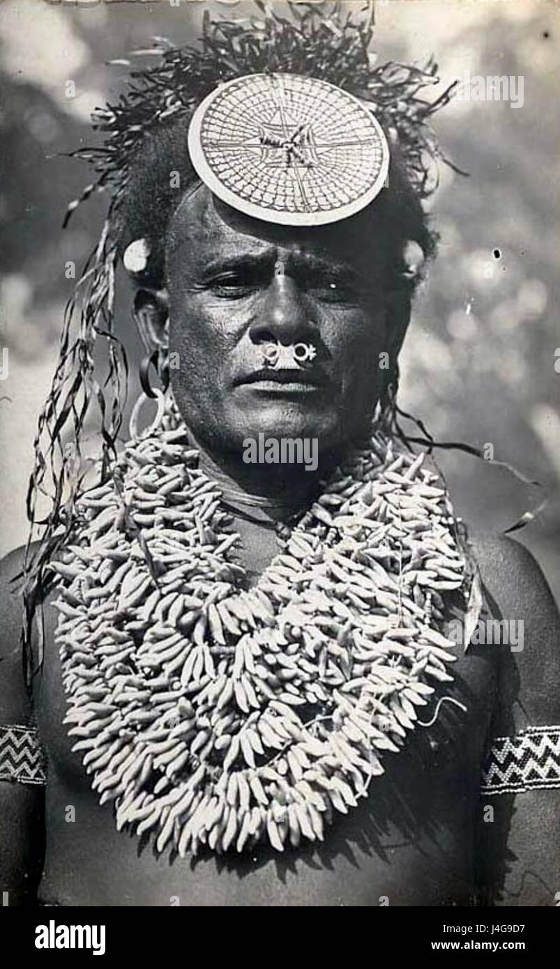 This image depicts a chief from the Solomon Islands wearing a ...