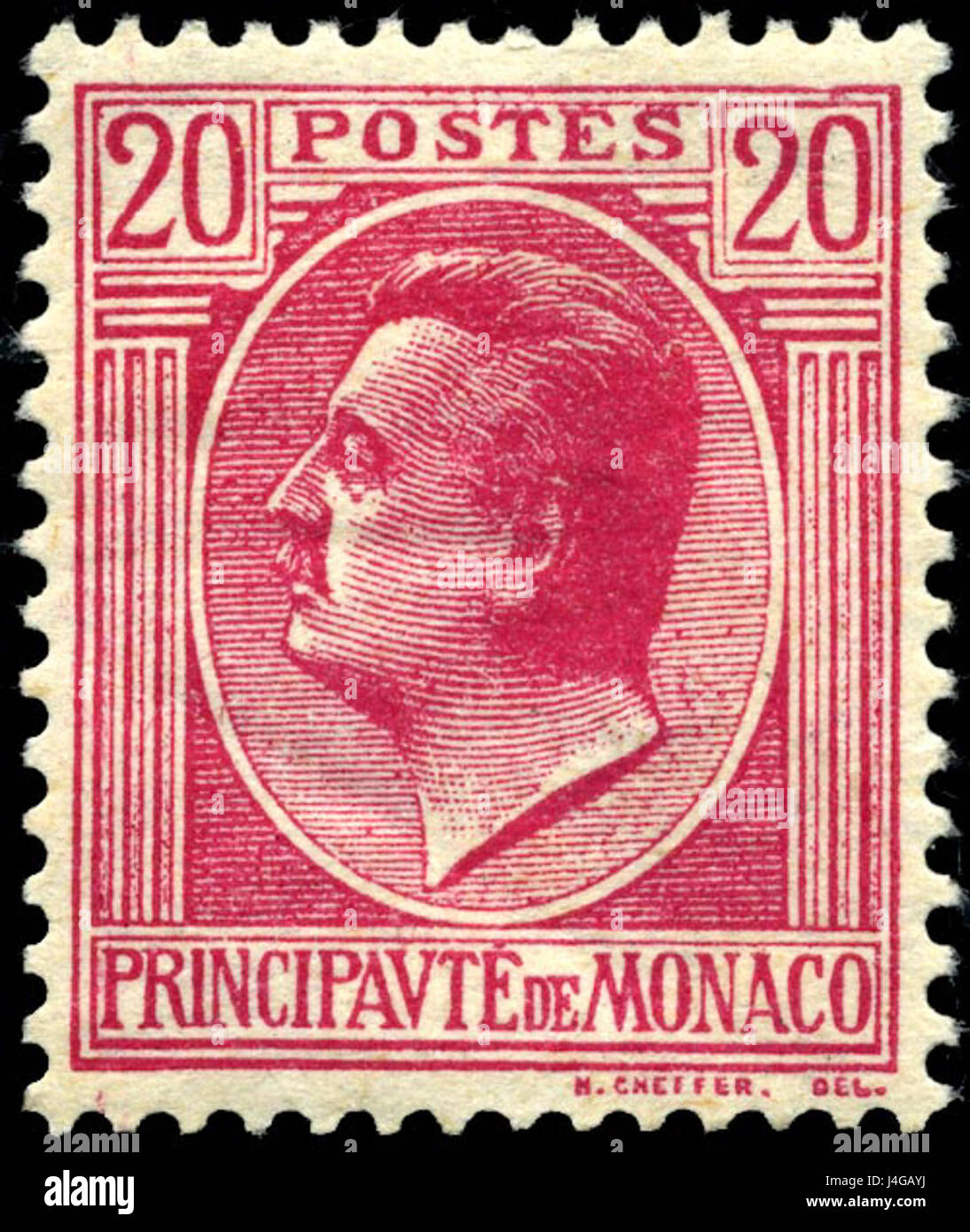 Stamp Monaco 1924 20c rose Stock Photo - Alamy