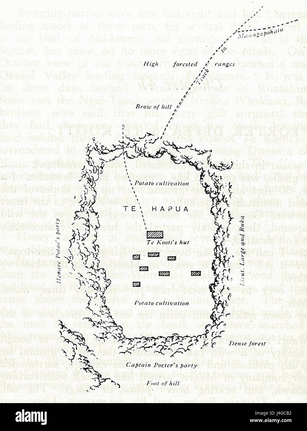 Scene of the defeat of te kooti at te hapua Stock Photo - Alamy