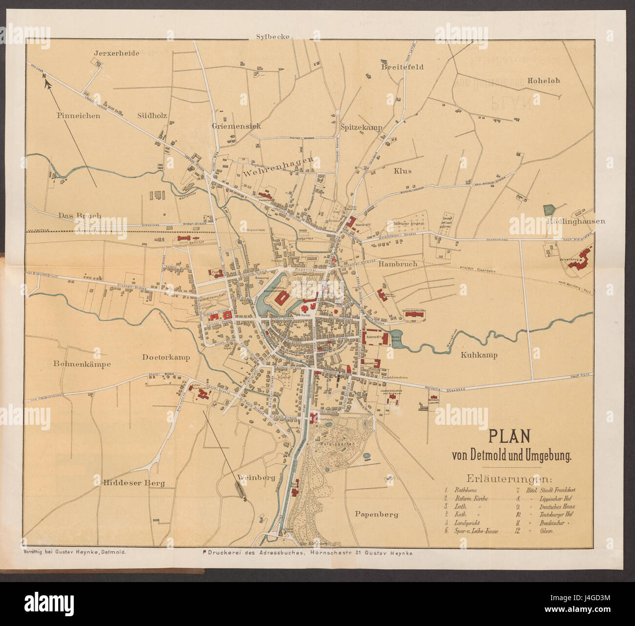 The 'Stadtplan Detmold 1891' is a historical city map from Detmold ...