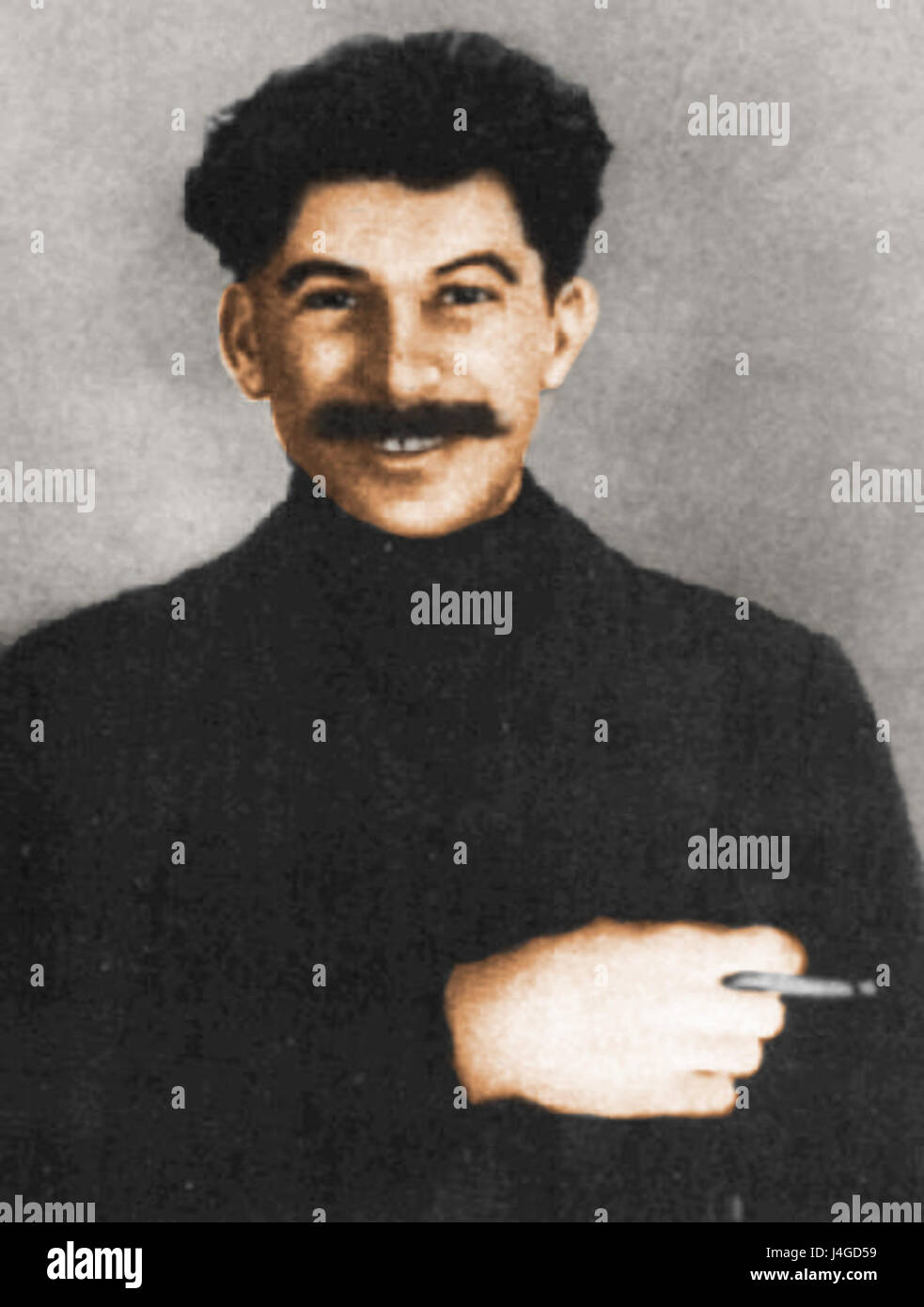A 1915 color photograph of Joseph Stalin during his exile, capturing a ...