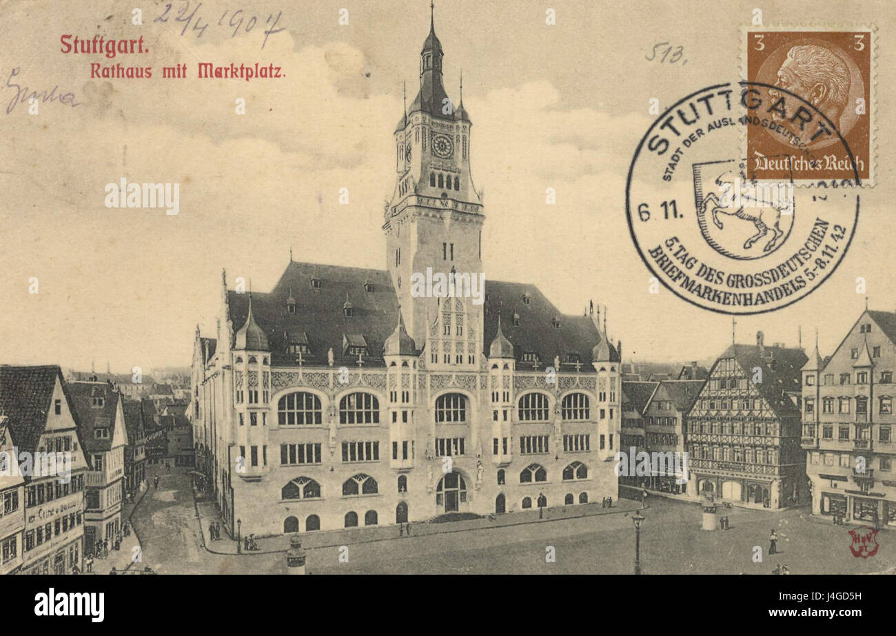 The Stuttgart Rathaus (City Hall) located in the Marktplatz of ...