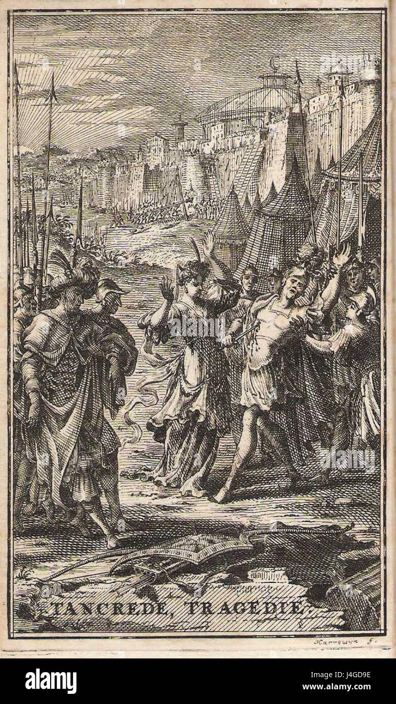 A depiction of the historical figure Tancrede from the year 1708 ...