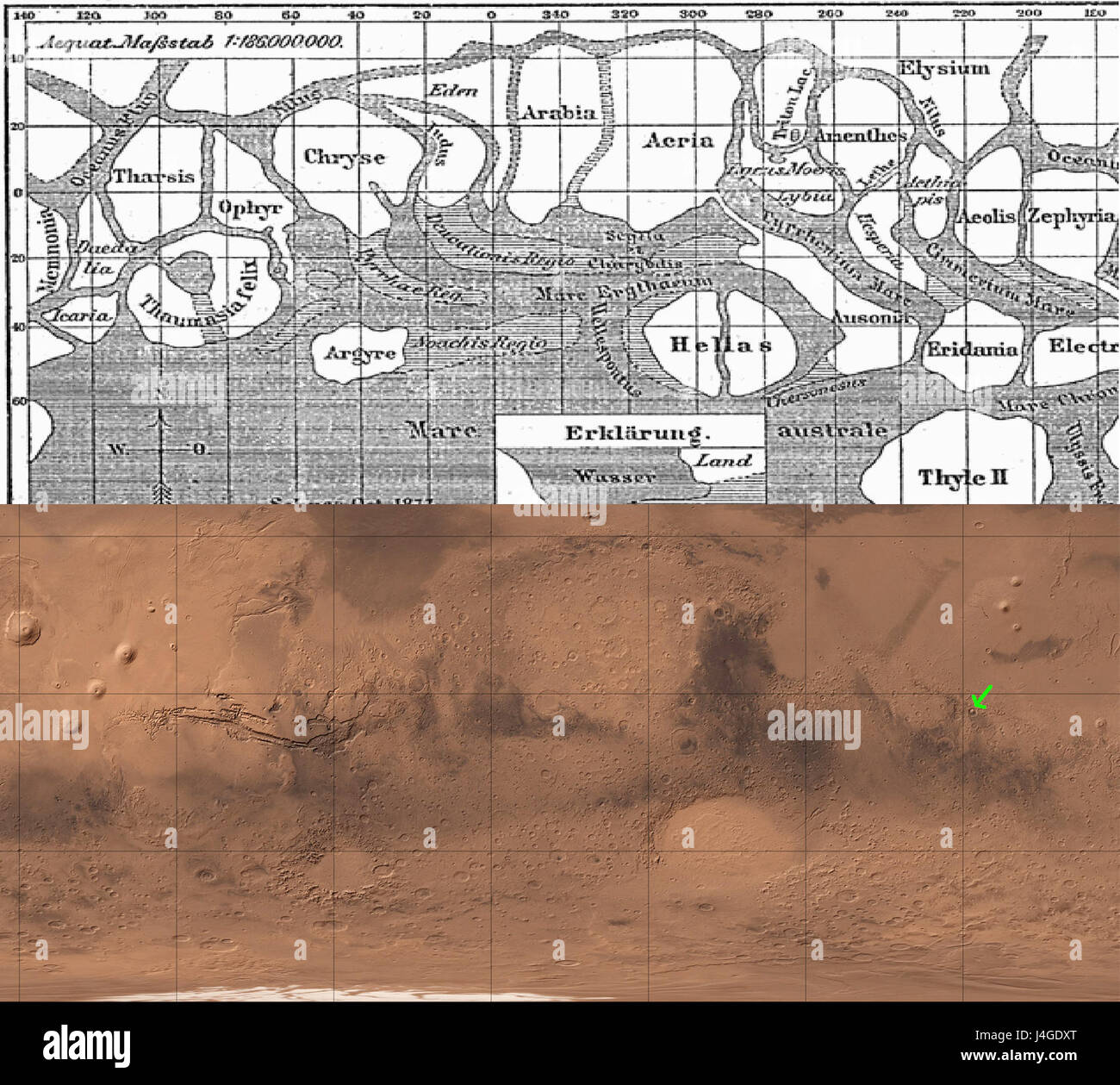 Schiaparelli versus Mars refers to the historical debate over the ...