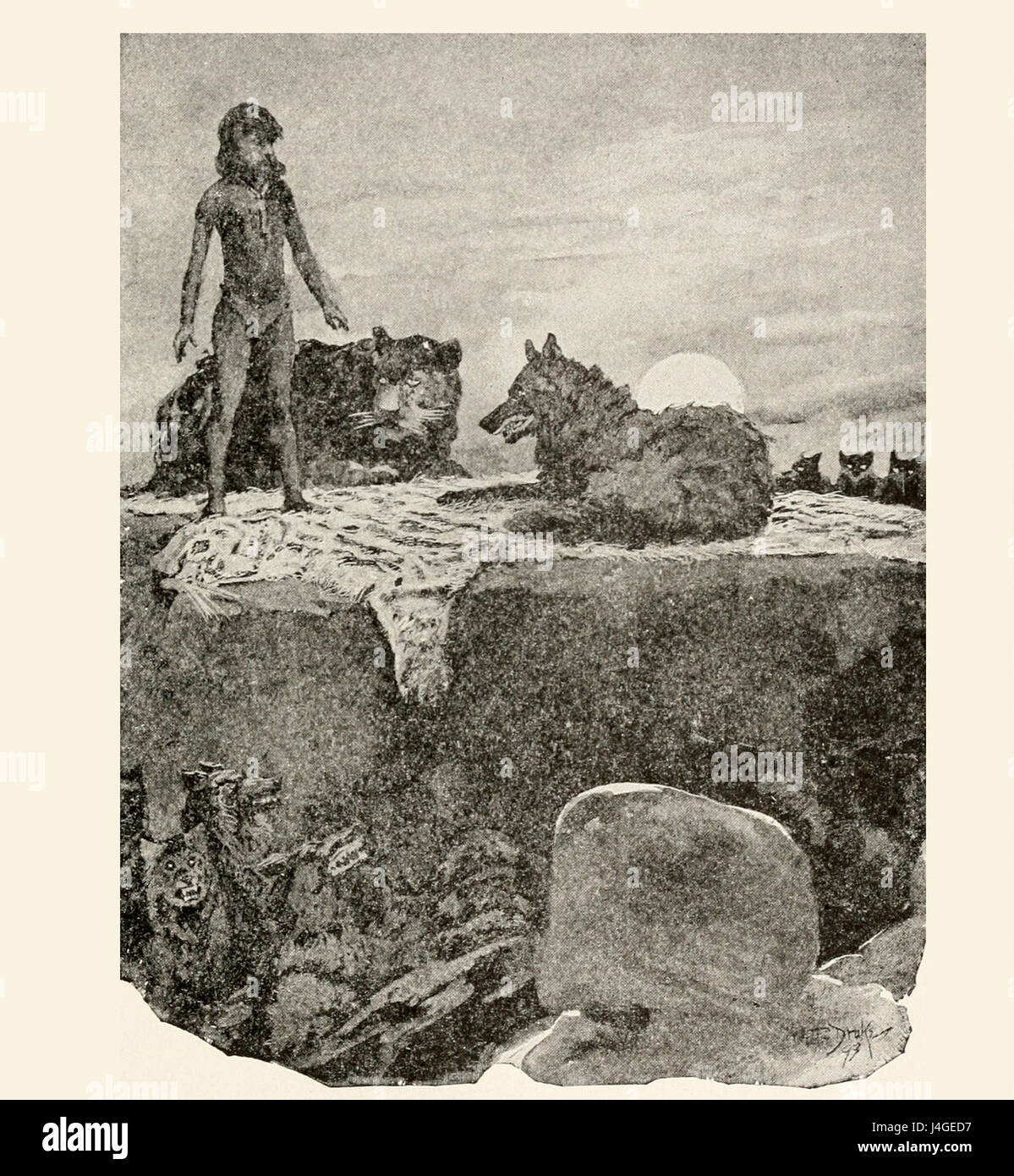 T2JB151 The (sic) clambered up the Council Rock Stock Photo - Alamy