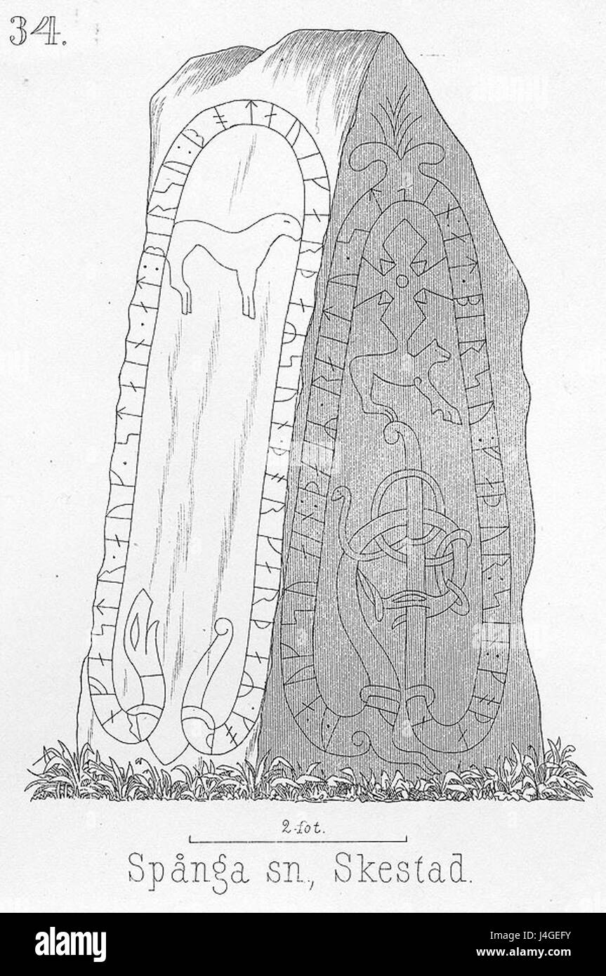 Runstone U 7, located in Skensta, Sweden, is an important Viking Age ...