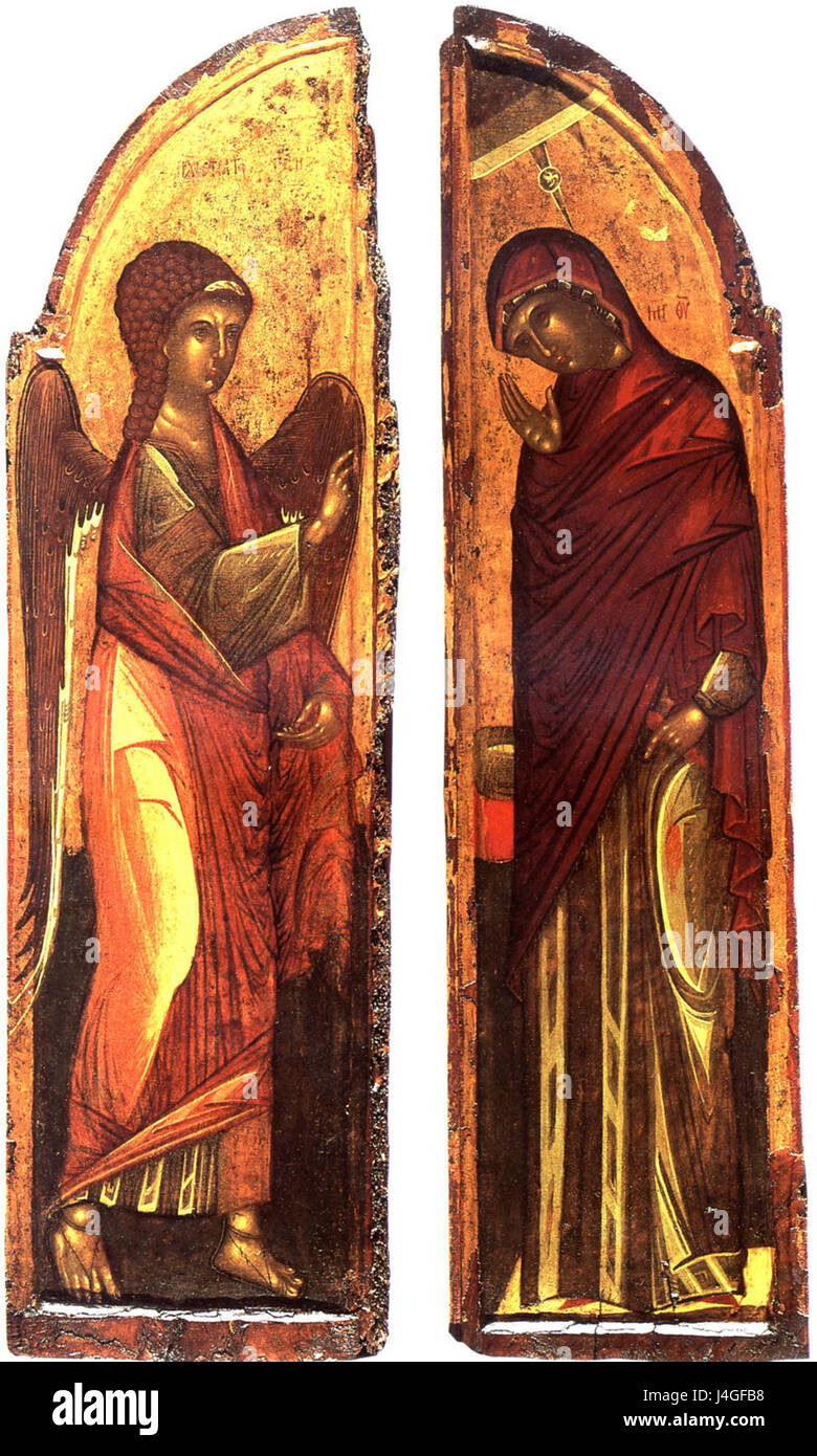 This artwork depicts royal doors with the Annunciation, created by a ...