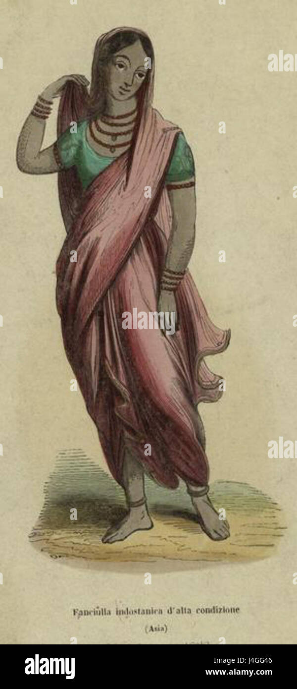 This 1847 illustration of a sari highlights the traditional Indian ...