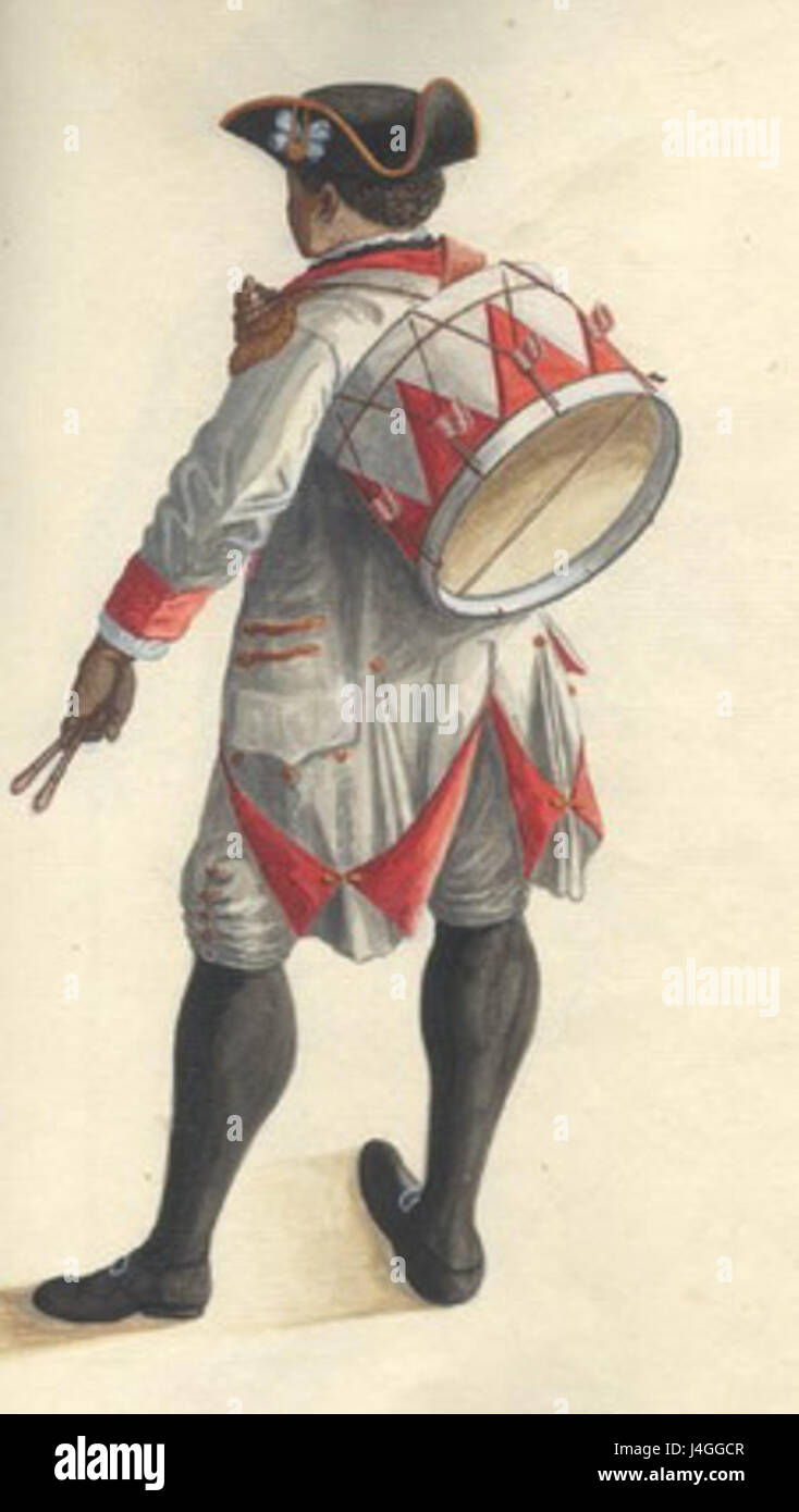 A depiction of a colonial soldier, illustrating the military attire and ...