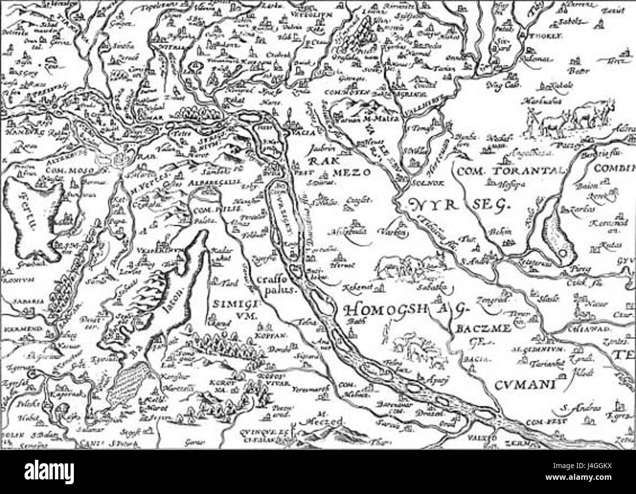 Sambucus Map of Hungary monochrome Stock Photo - Alamy