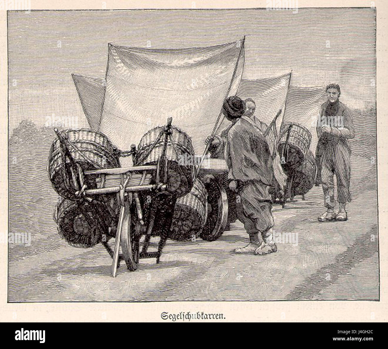 A Segelschubkarren is a historical type of wind-powered cart used for ...