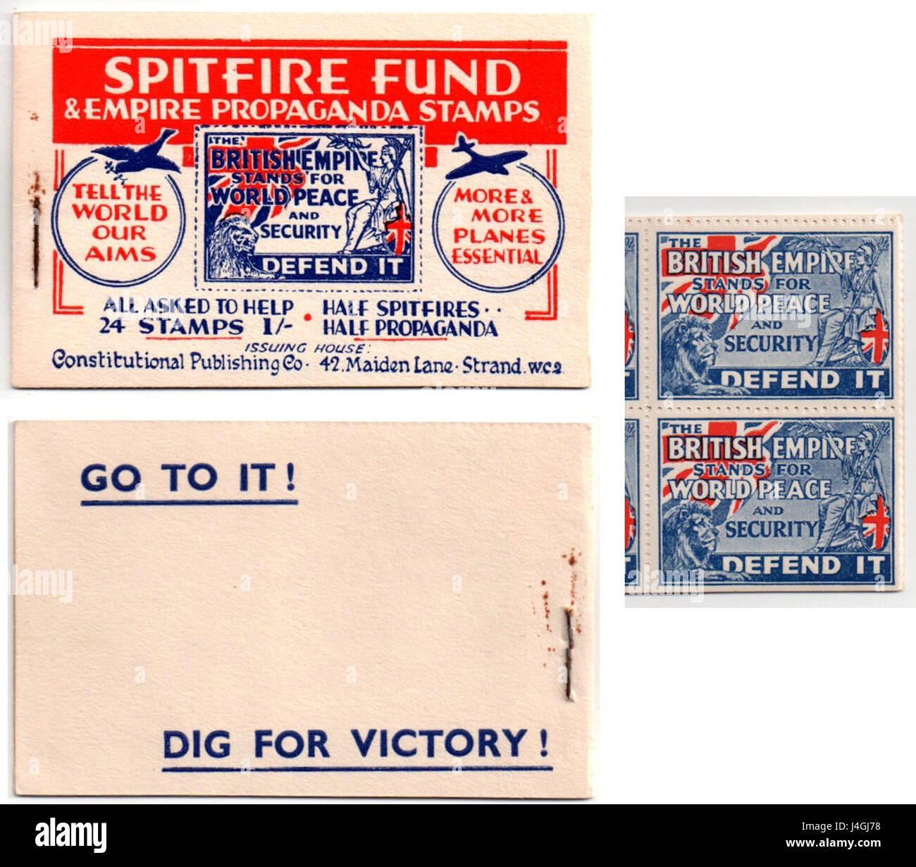 A booklet featuring stamps related to the Spitfire Fund, a charitable ...