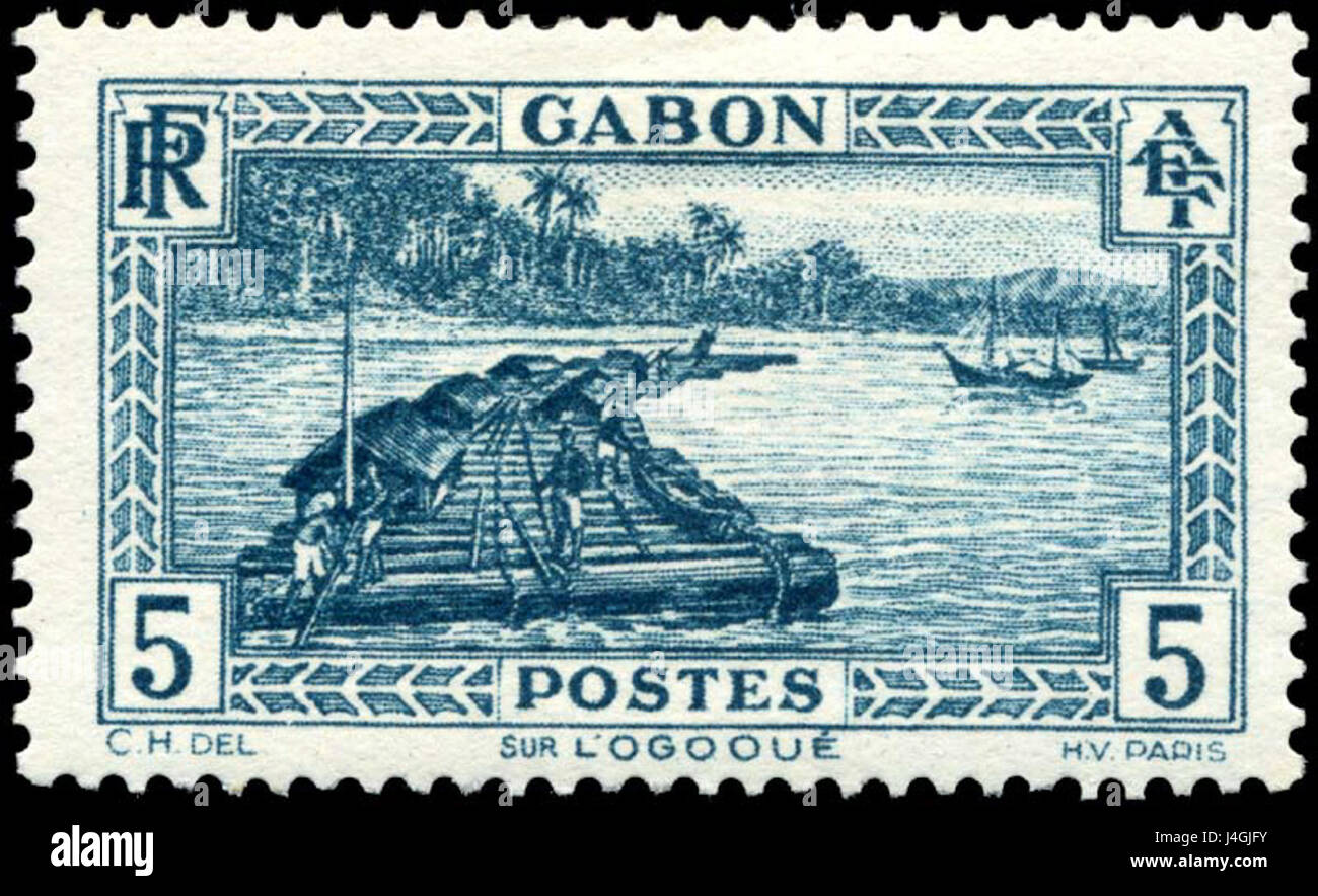 Stamp Gabon 1932 5c Stock Photo - Alamy