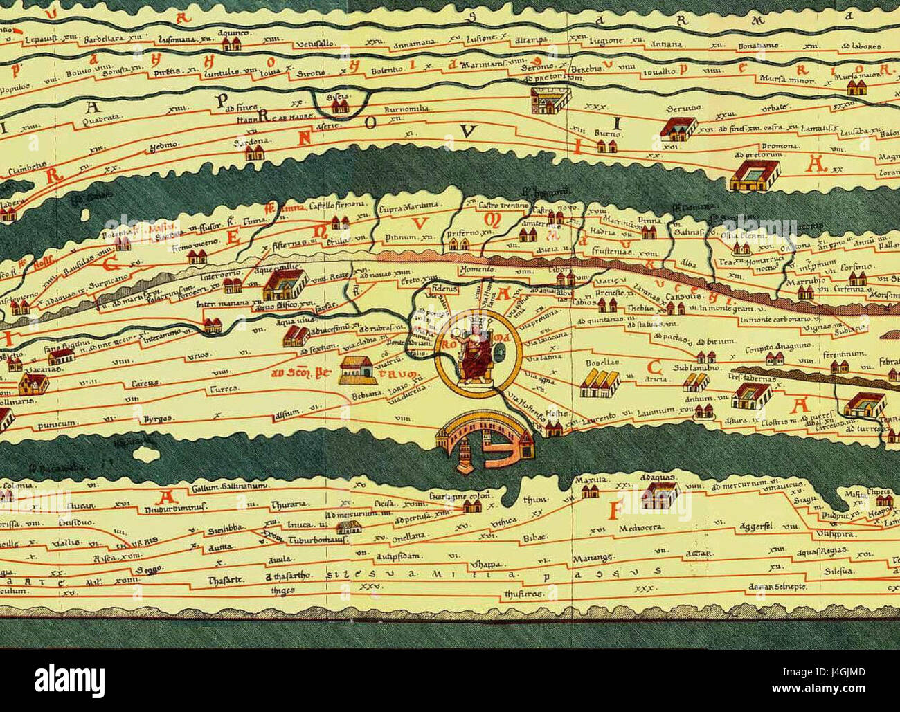 The Tabula Peutingeriana, an ancient Roman map, represents the Roman ...