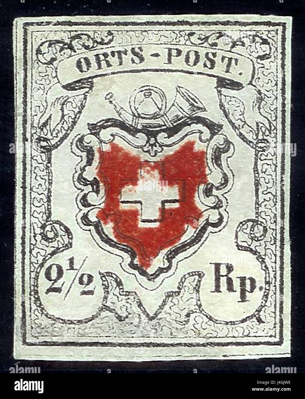 Swiss Post local mail stamp 1850 Stock Photo - Alamy