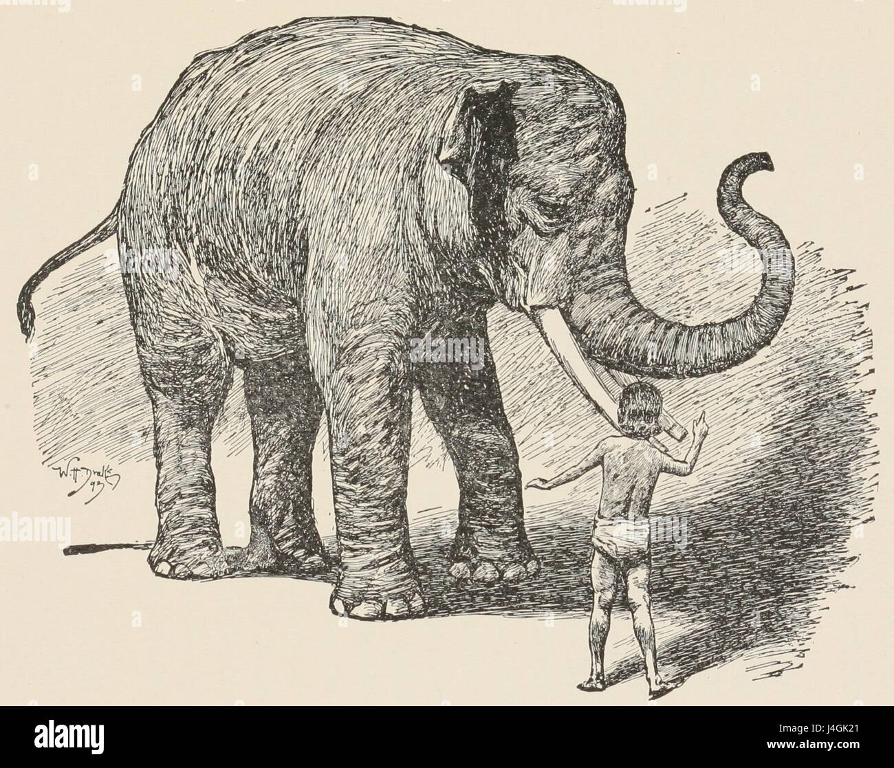 Illustration from Rudyard Kipling's 'The Jungle Book' depicting Toomai ...