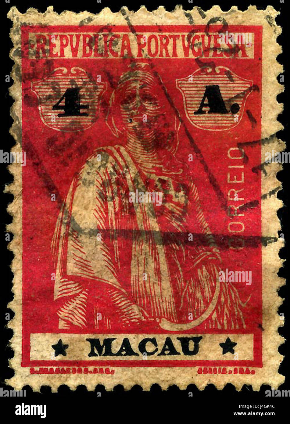 Stamp Macau 1913 4a Ceres Stock Photo - Alamy