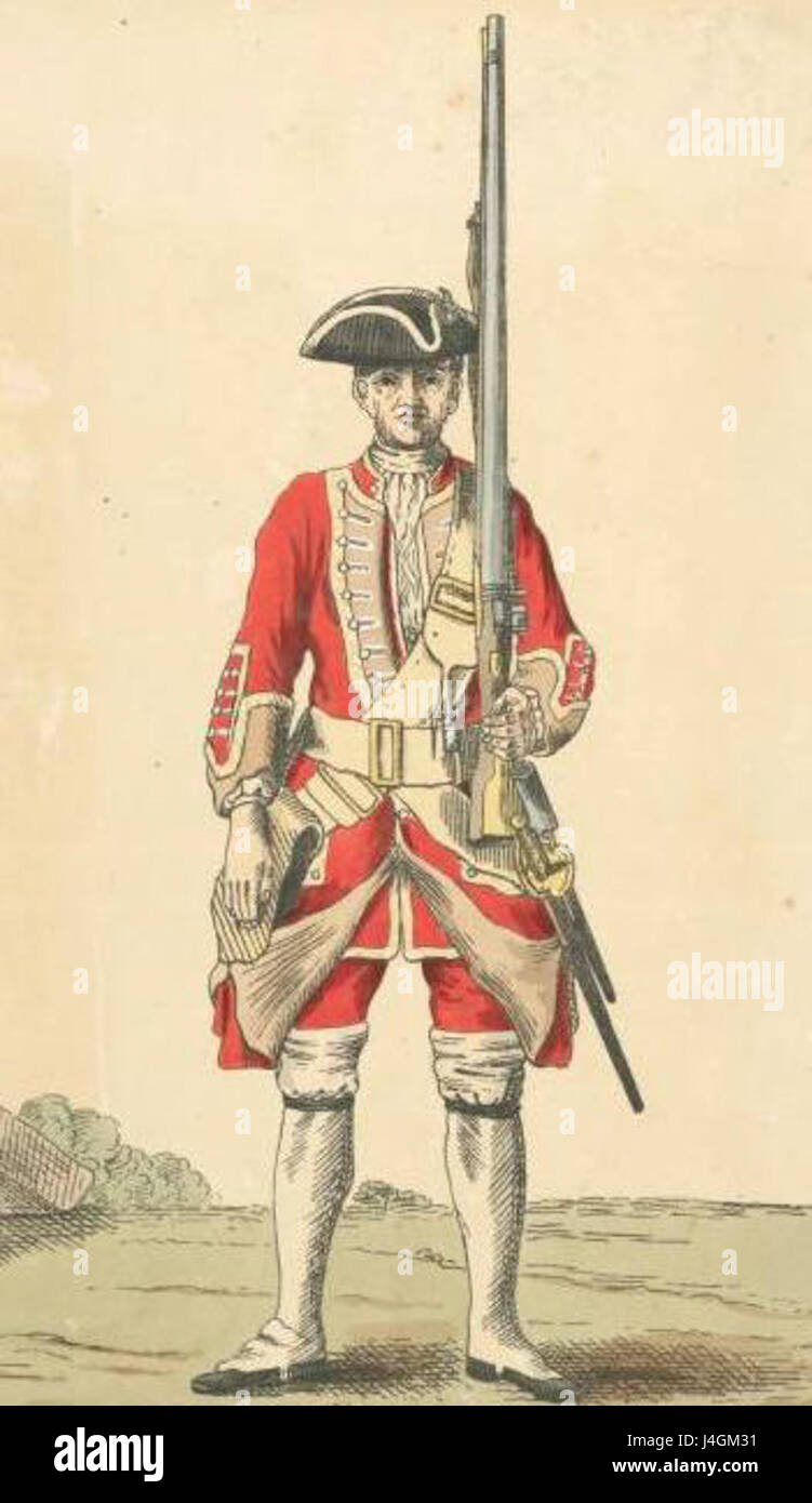 This image depicts a soldier of the 31st Regiment from 1742, showcasing ...