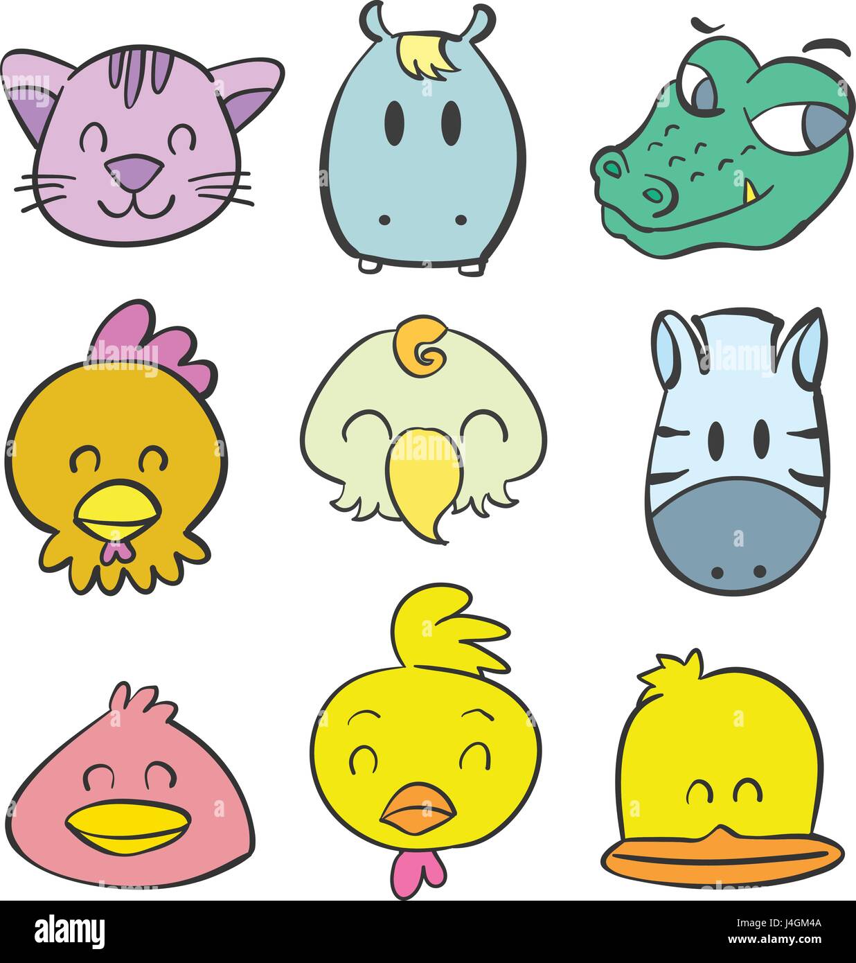 Animal head funny cute doodles Stock Vector Image & Art - Alamy