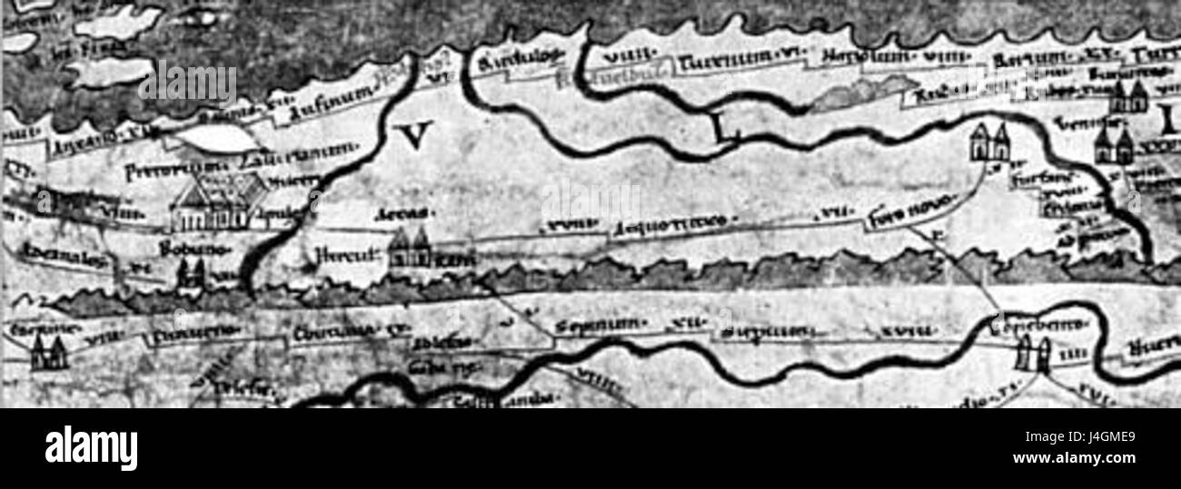 The Tavola Peutingeriana is an ancient Roman road map, showing the ...