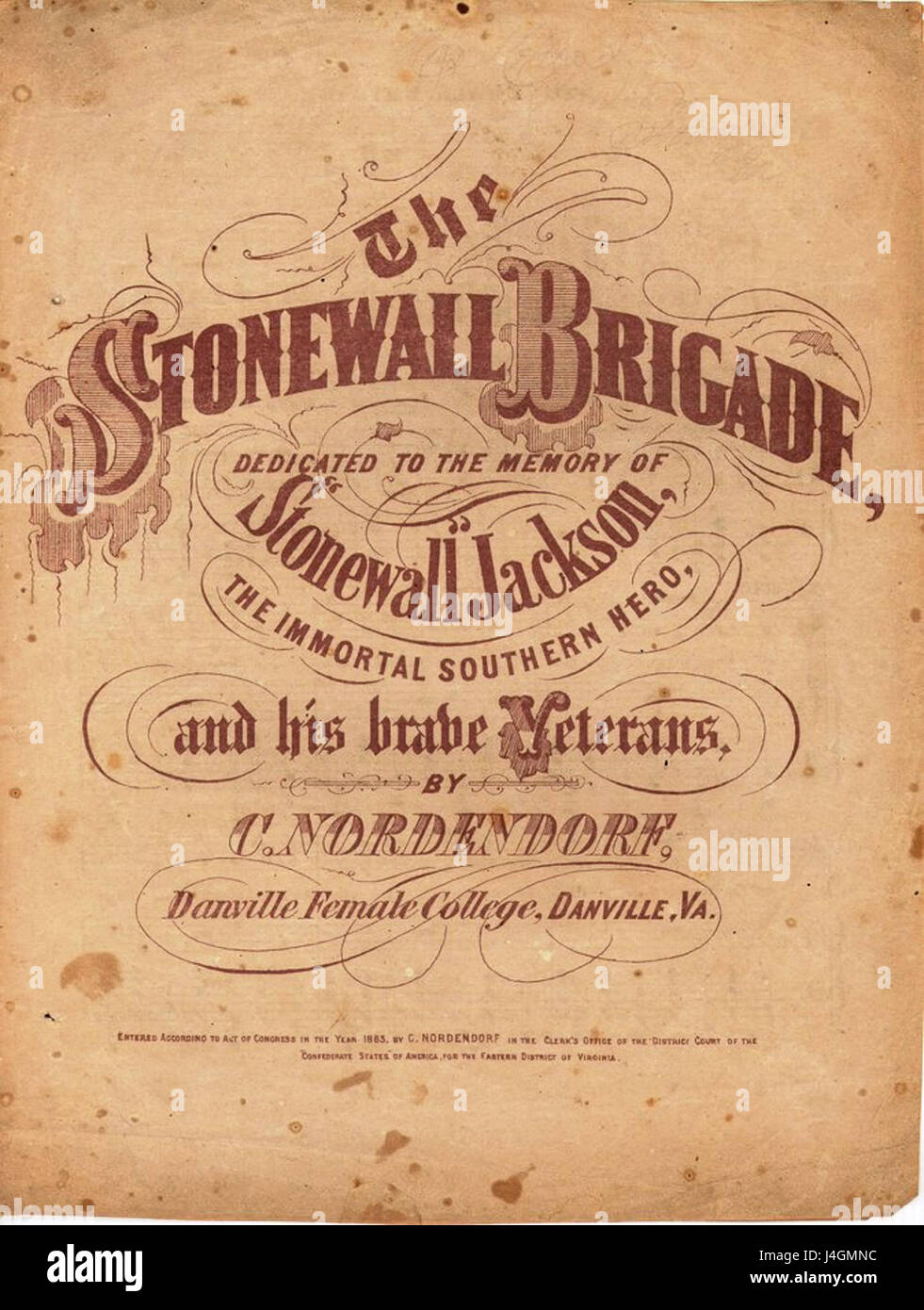 Sheet music composed for the Stonewall Jackson Brigade, a Confederate ...