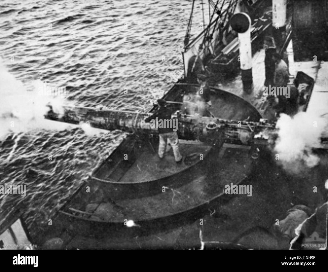 The German auxiliary cruiser SMS Wolf launching a torpedo during World ...