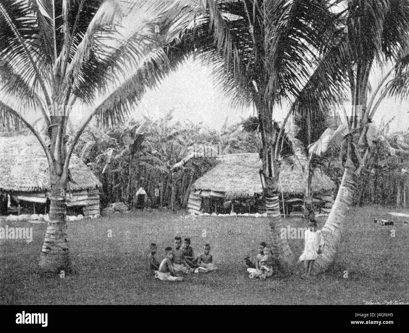 Samoa huts 1901 Korensky Stock Photo - Alamy