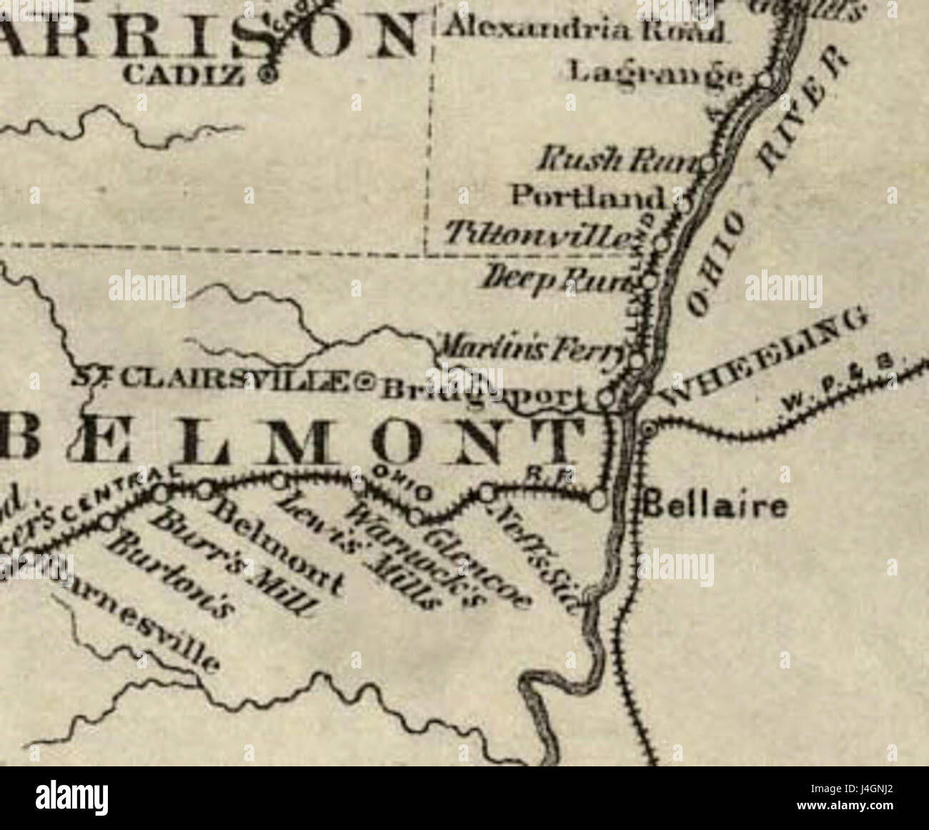 RR Map of Belmont County 1873 Stock Photo - Alamy